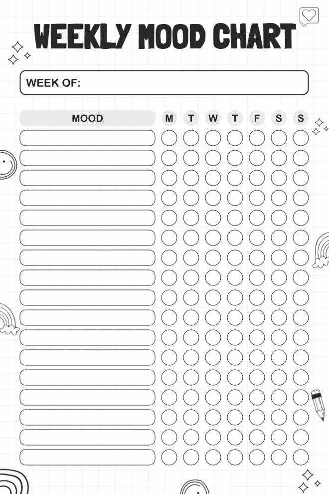 Customizable & Printable Weekly Mood Tracker Template