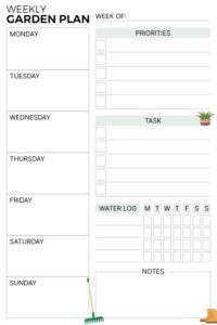 Customizable Weekly Garden Planner Template