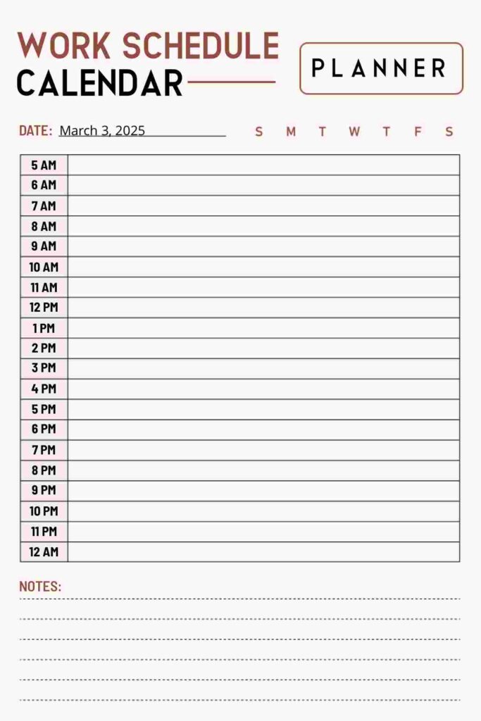 Employee Work Schedule Maker Template for Shift Planning