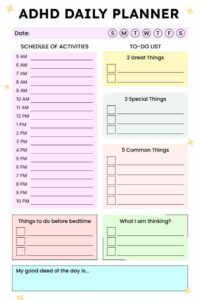 Free Printable ADHD Daily Planner Template