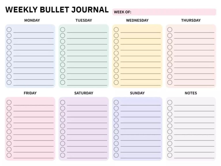 Free Printable Weekly Bullet Journal Template