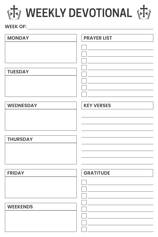 Weekly Devotional Planner Template for Bible Study Groups