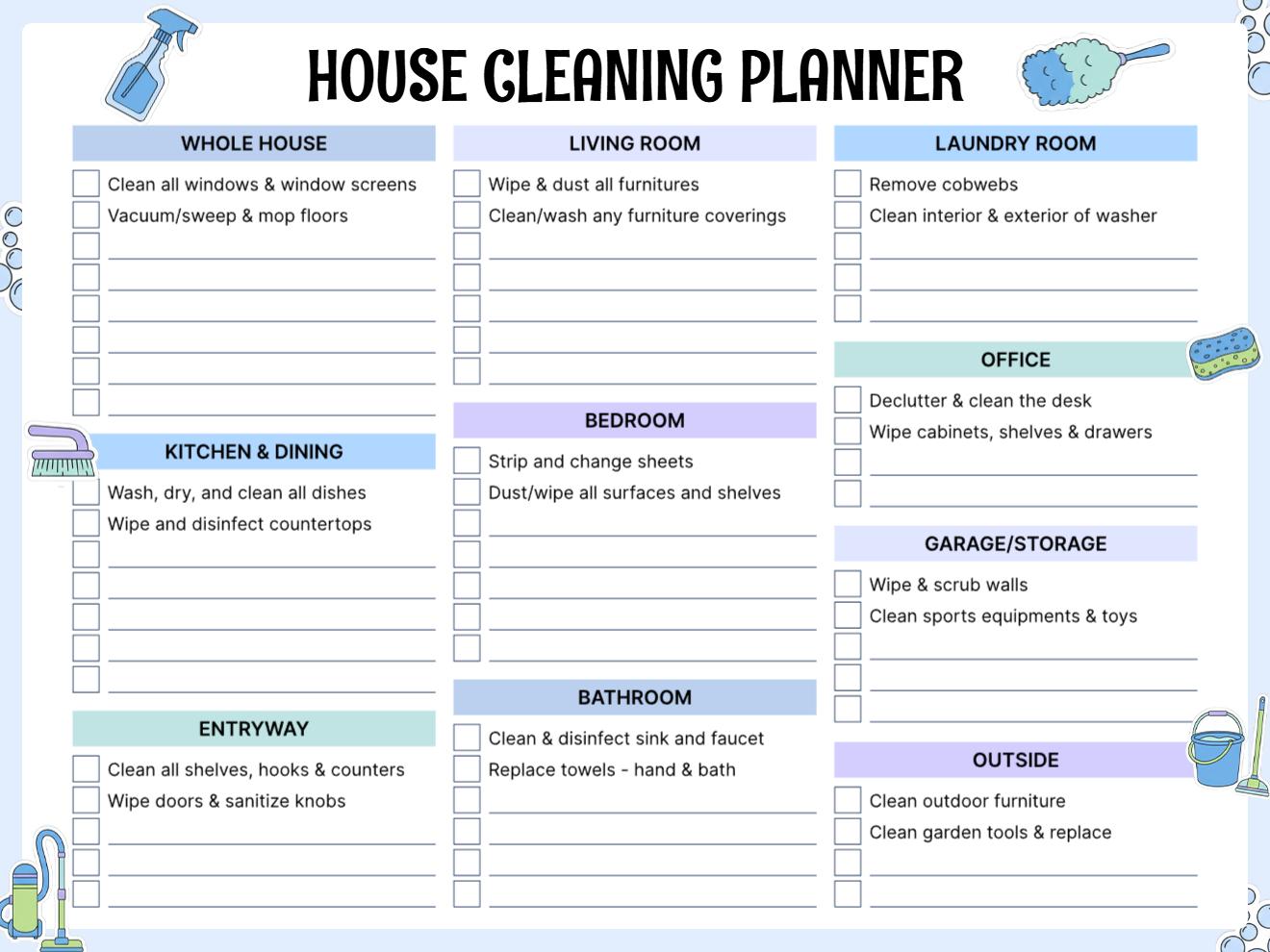 Download Household Cleaning Tasks Organizer Planner - Effortless