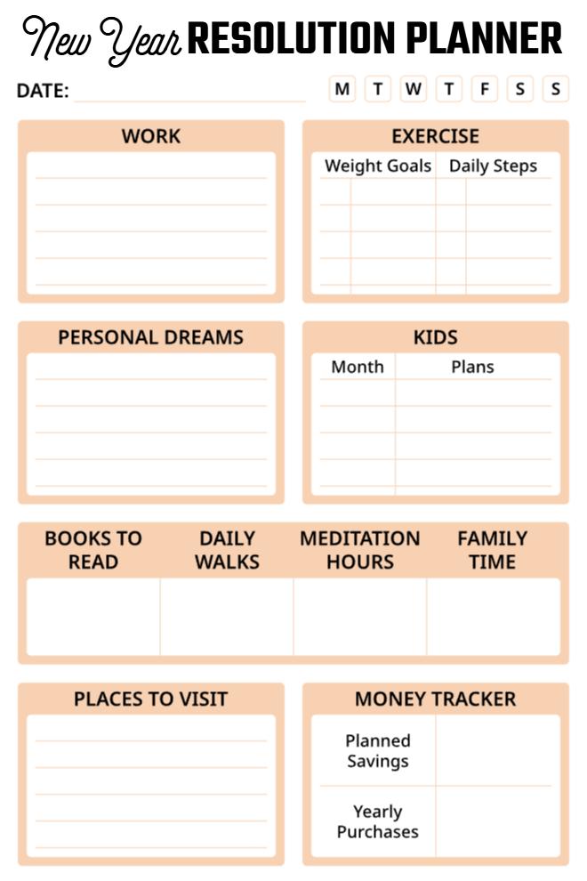 Download New Year Resolution Activity Planner - Achieve Goal