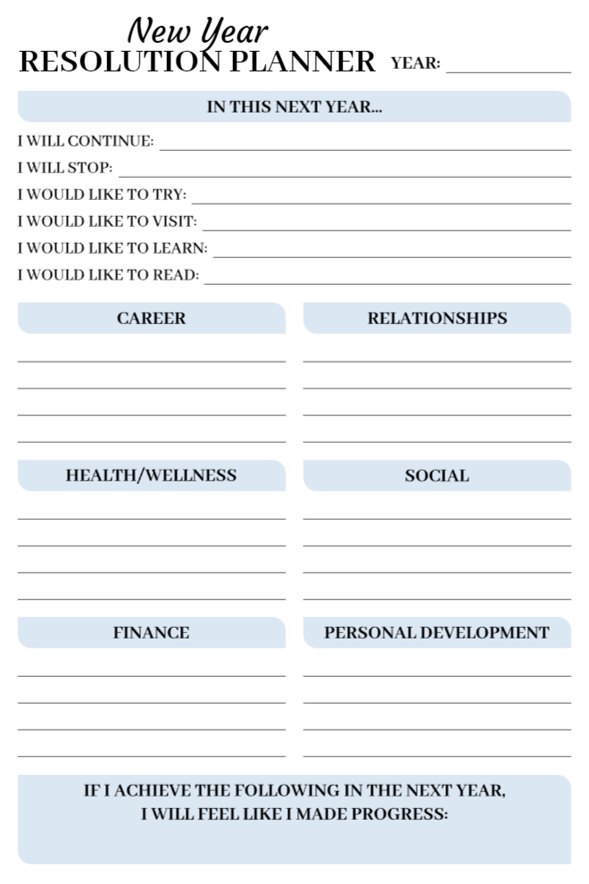 Download New Year Resolution Goal Setting Planner - Set Goals