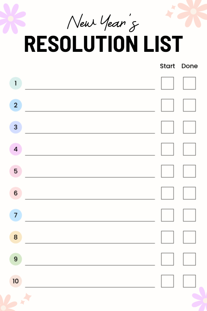 Download New Year's Resolution List Tracking Planner - Success