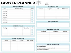 Download Daily Tasks for Lawyers Planner - Never Miss Tasks