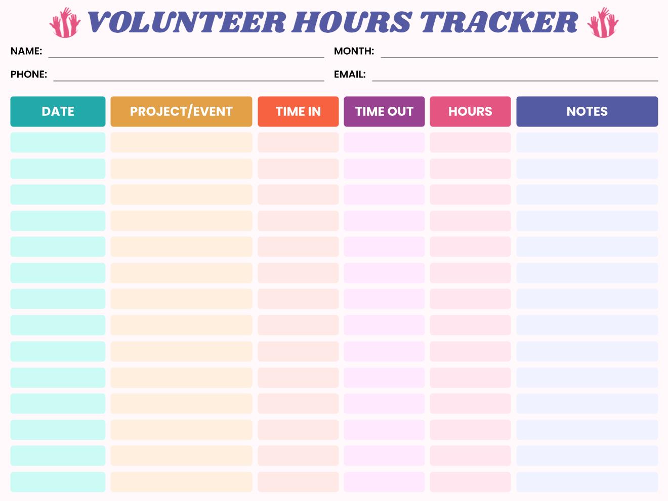 Download Volunteer Activity Hours Tracker - Track Hours Easy